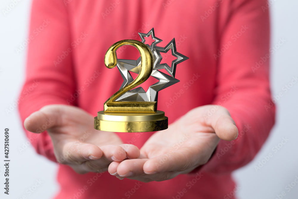 success 2nd place in hand Stock Photo | Adobe Stock