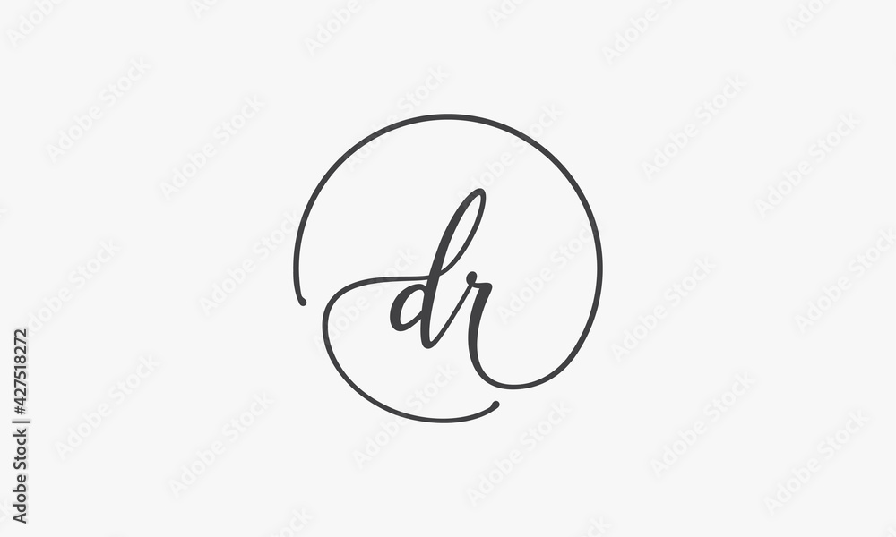 DR lowercase letter logo. circle line handwriting design concept. Stock ...