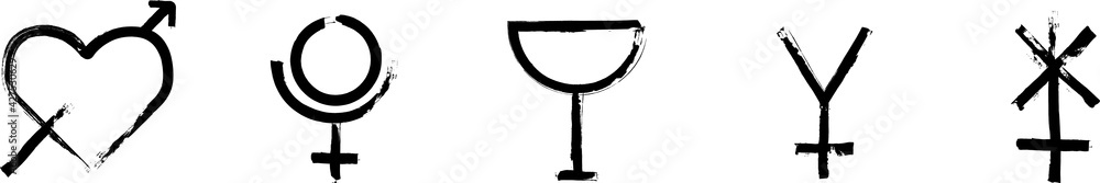 Symbols for Greek Mythology signs. Set of the ancient glyphs. Eros ...