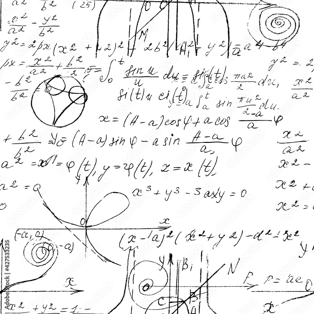 Mathematical seamless texture with handwritten math, algebra and ...