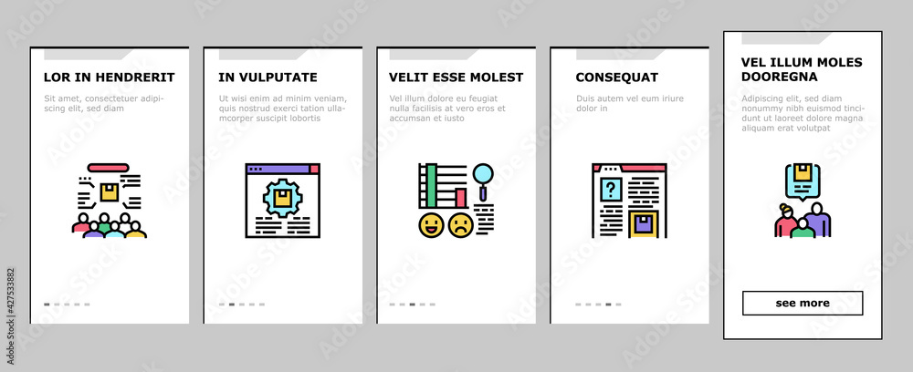 Reviews Of Customer Onboarding Mobile App Page Screen Vector. Like ...