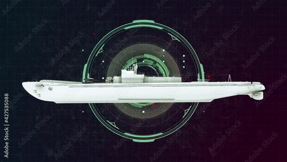 Submarine - Submarine at a depth on dark green background. Realistic 3D ...