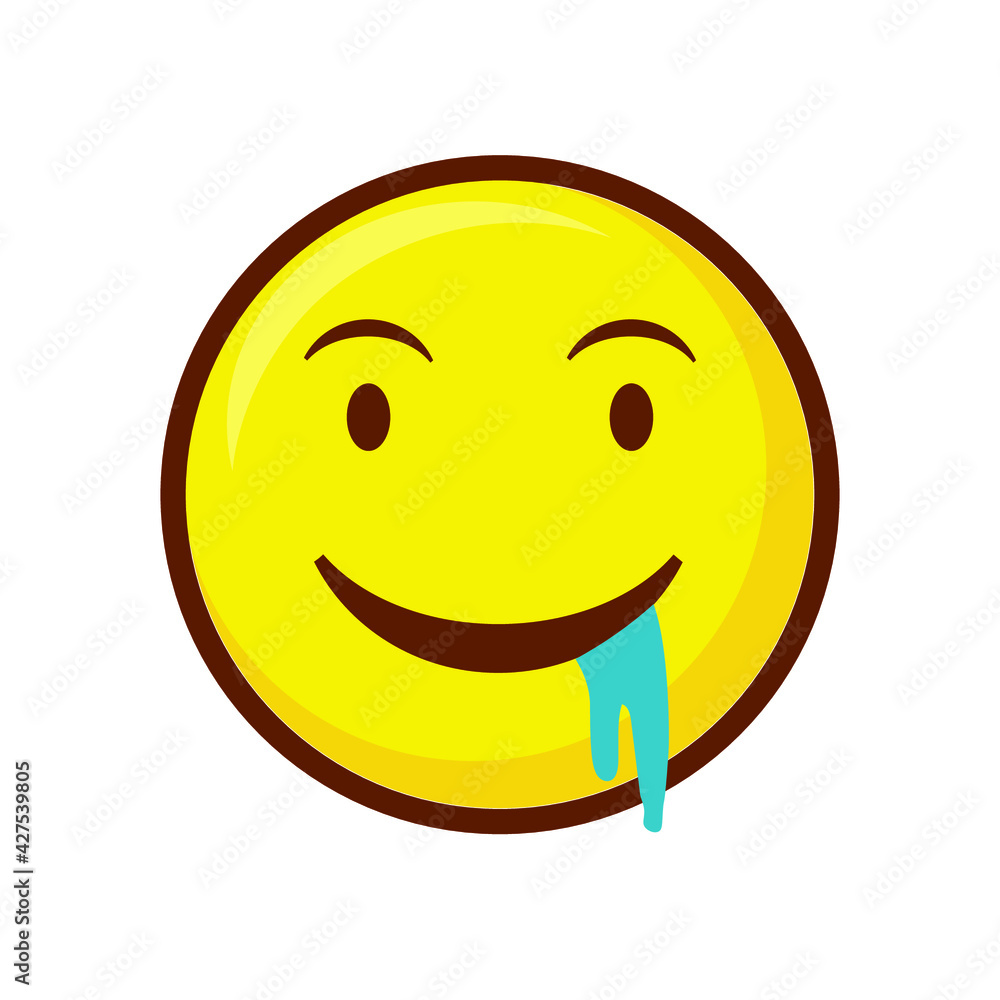 Cute social media drooling face emoji on white background. Royalty Free ...