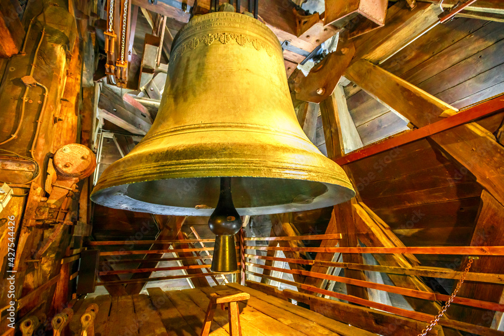 Paris, France - July 2, 2017: bell tower of Notre Dame cathedral of ...