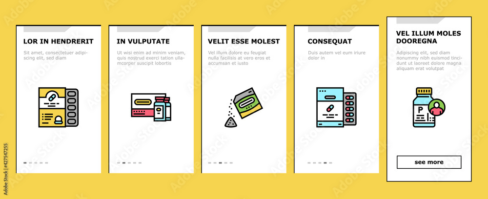 Probiotics Bacterium Onboarding Mobile App Page Screen Vector. Dry And ...