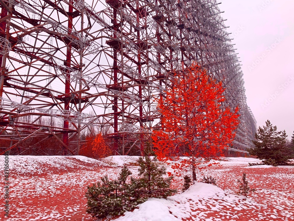Chernobyl Radioactive landscape. Radar DUGA Unique old radar station in ...