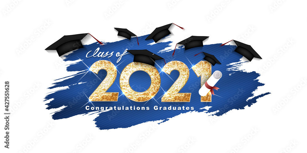Gold design for graduation. Class of 2021. Congratulation event, T ...