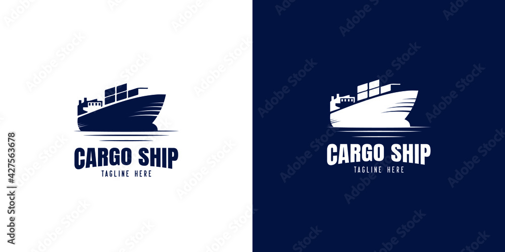 Illustrations of cargo ship logo design concept Stock Vector | Adobe Stock