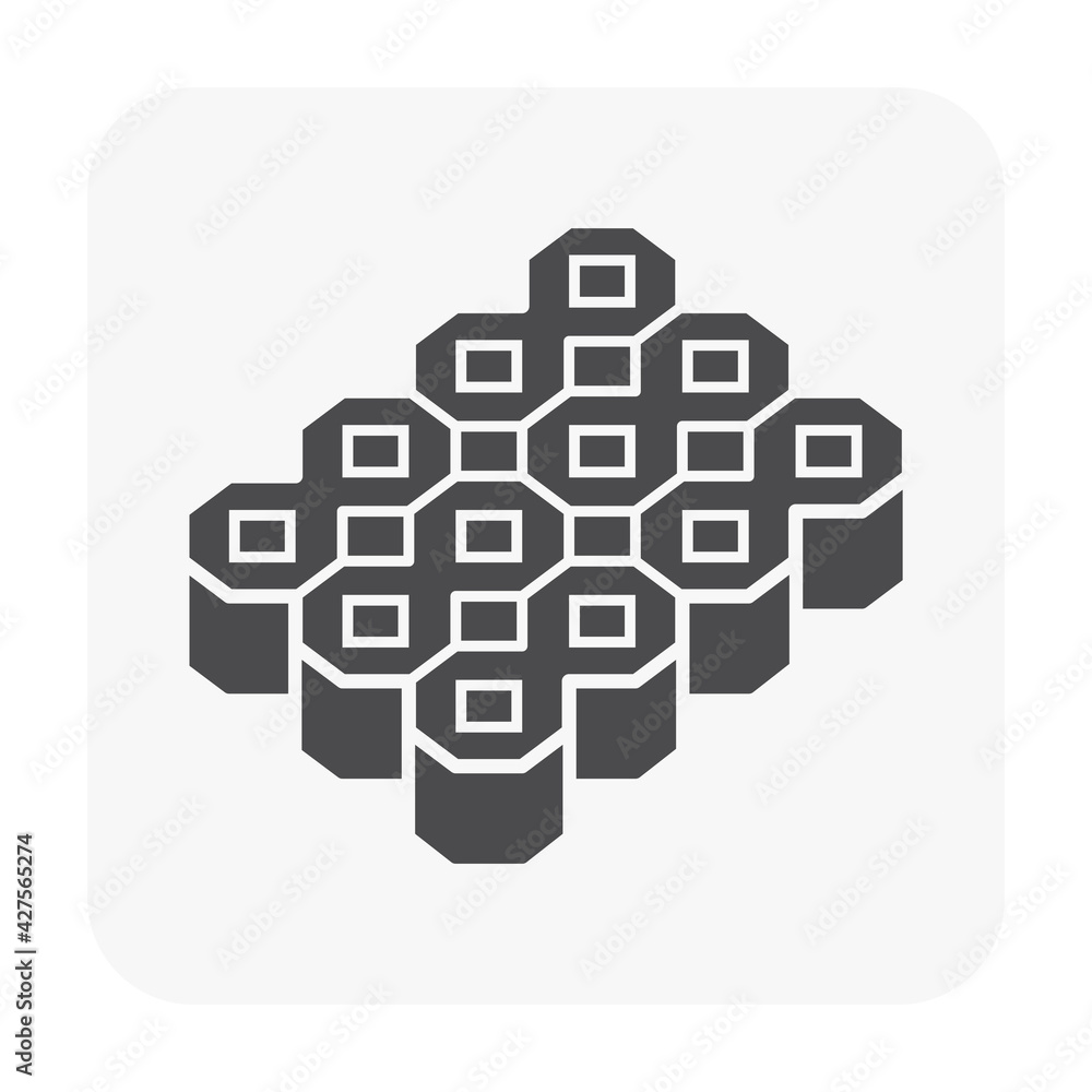 Permeable concrete paver block pavement floor or brick vector icon ...