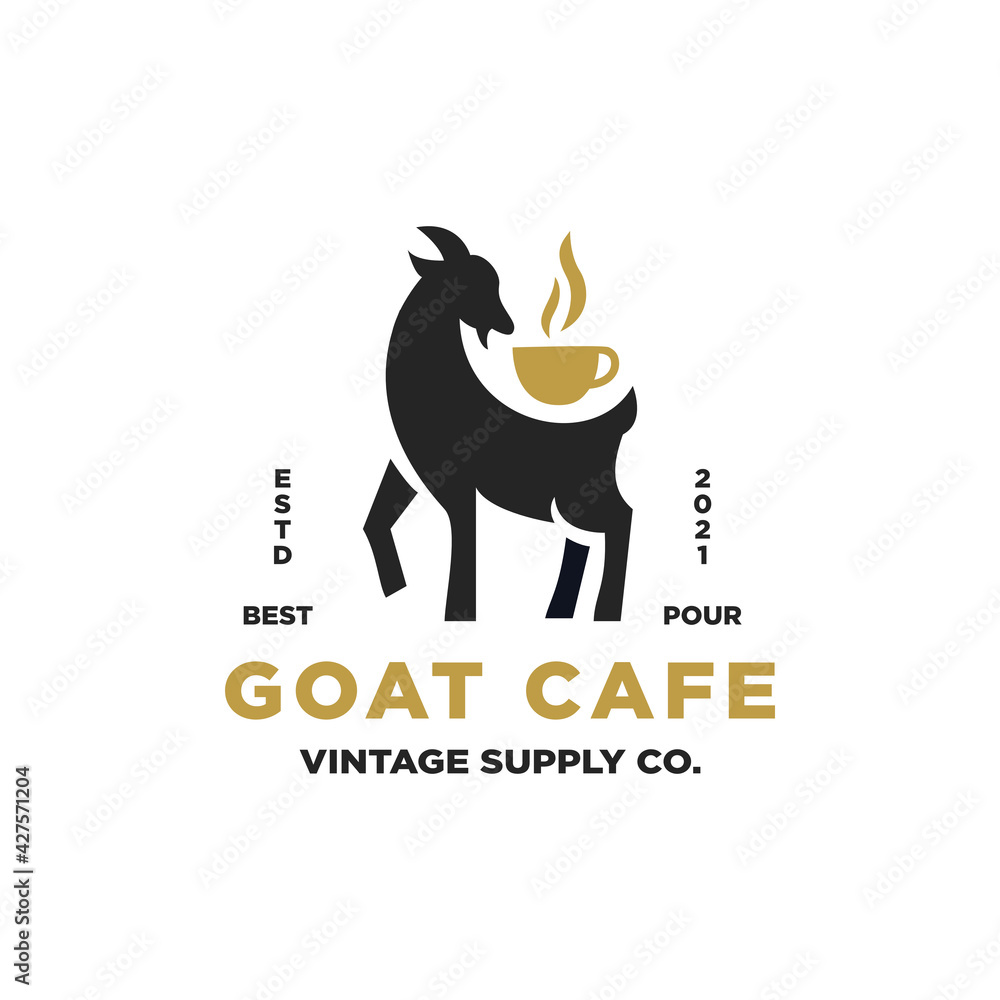 Goat Cafe Logo Design Inspiration - Isolated vector Illustration on ...