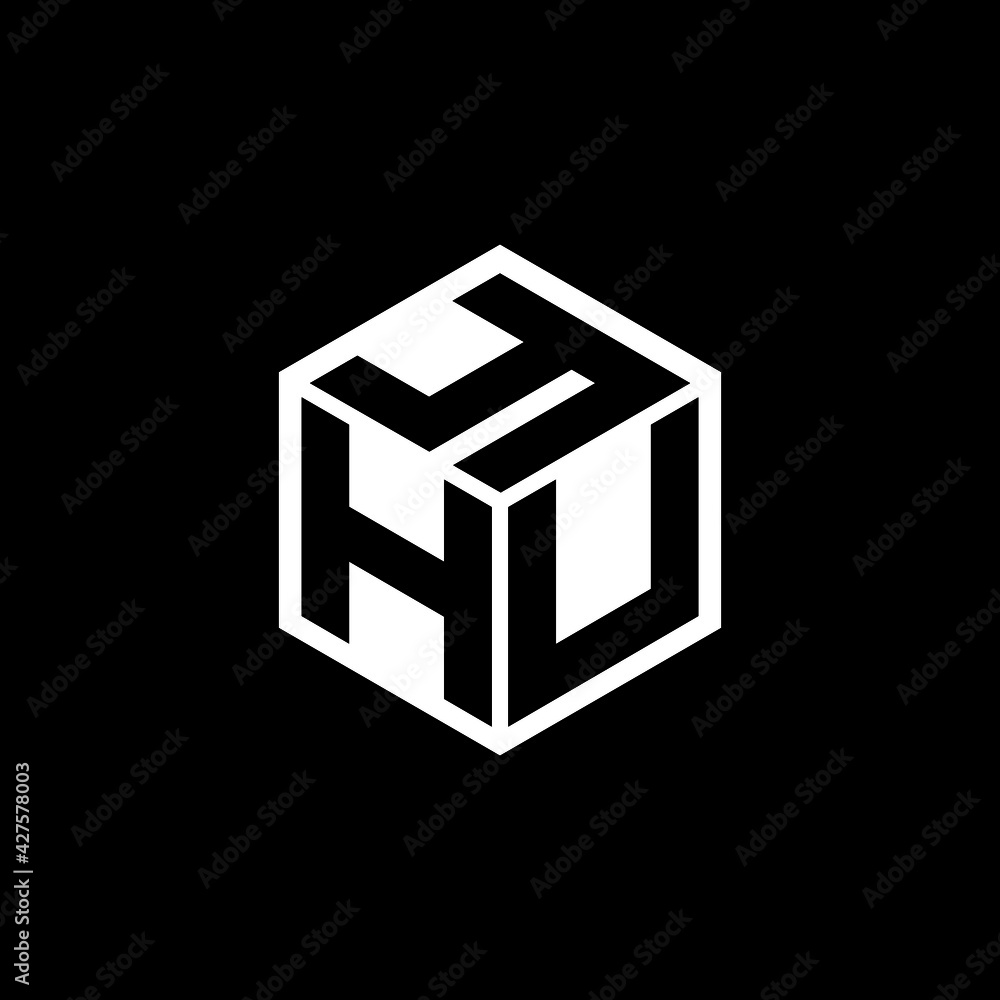 HUY letter logo design with black background in illustrator, cube logo ...