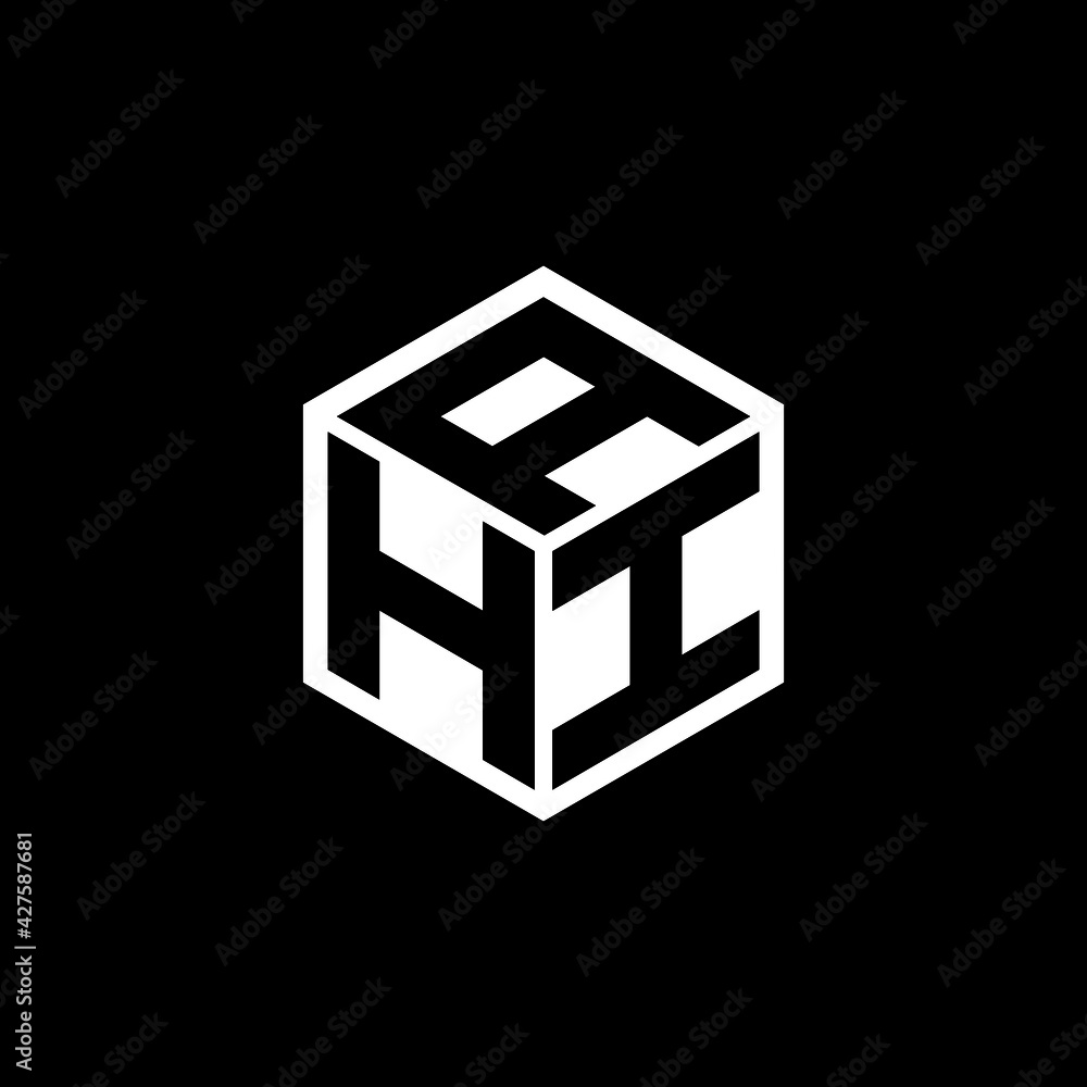HIA letter logo design with black background in illustrator, cube logo ...