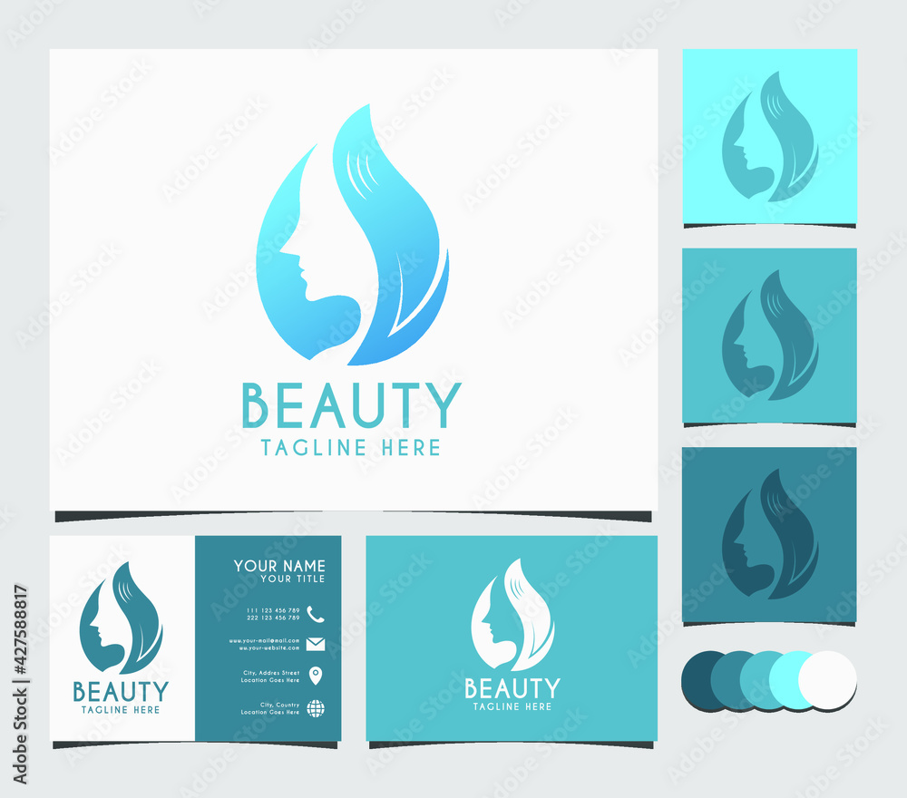 Abstract women logo design for fashion business logo with mockup id ...