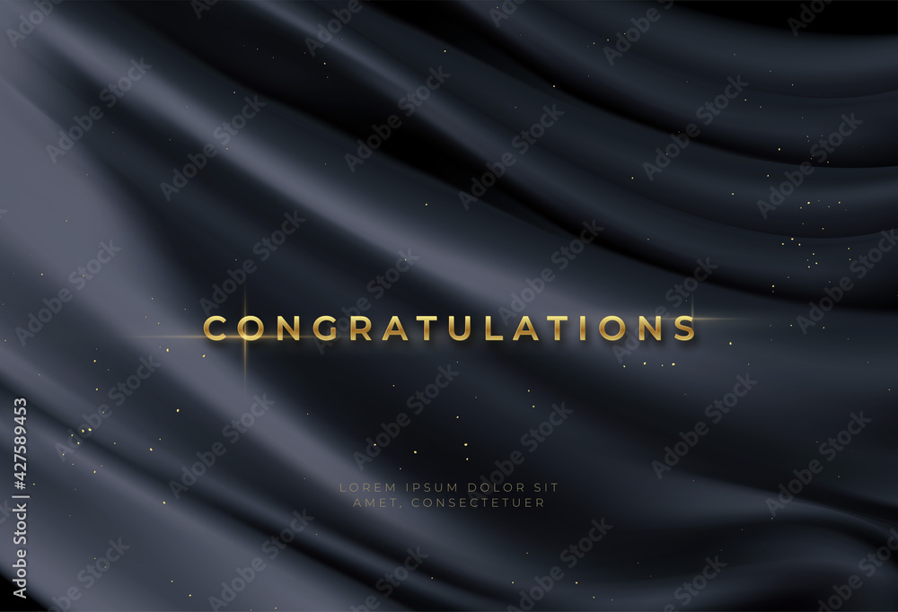 Congratulations golden award on black silk background. Graduate award ...