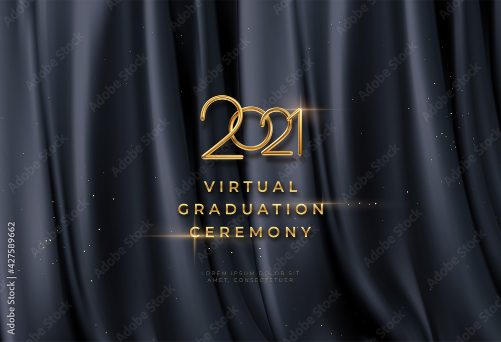 Congratulations golden award on black silk background. Graduate award ...