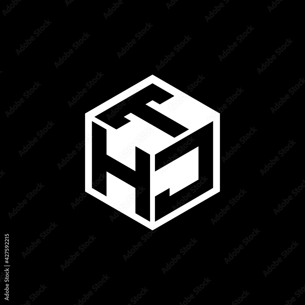 HJT letter logo design with black background in illustrator, cube logo ...