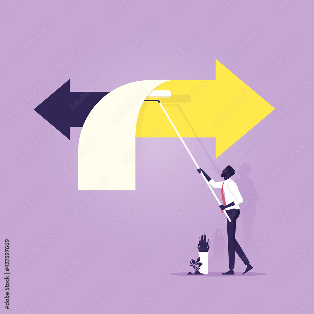 New way- Improvement and change management concept, Two arrow signs ...