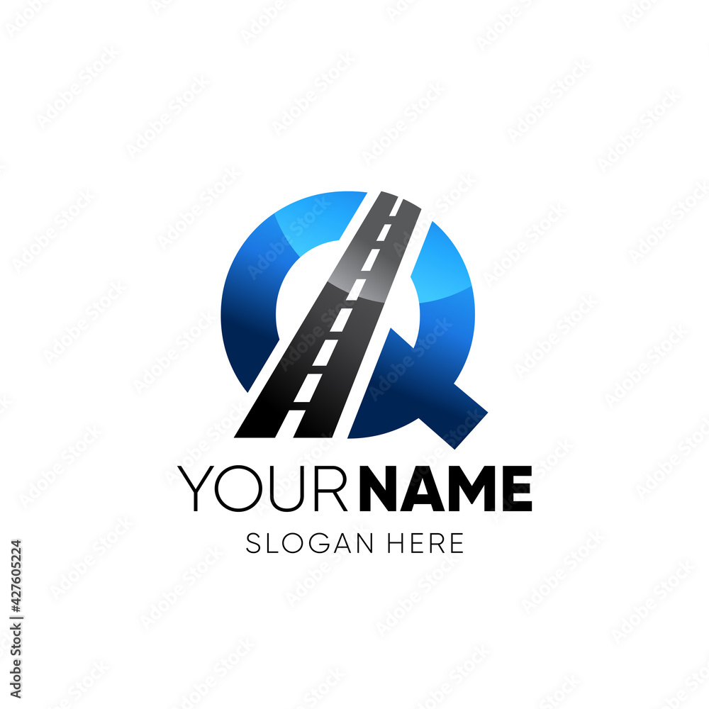 Initial Q Letter Road Way Logo Design Vector Graphic Stock Vector ...