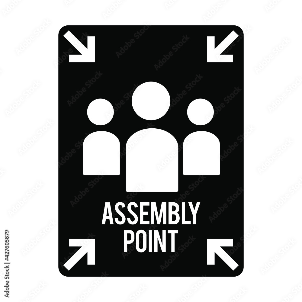 Emergency evacuation assembly point sign, gathering point signboard ...