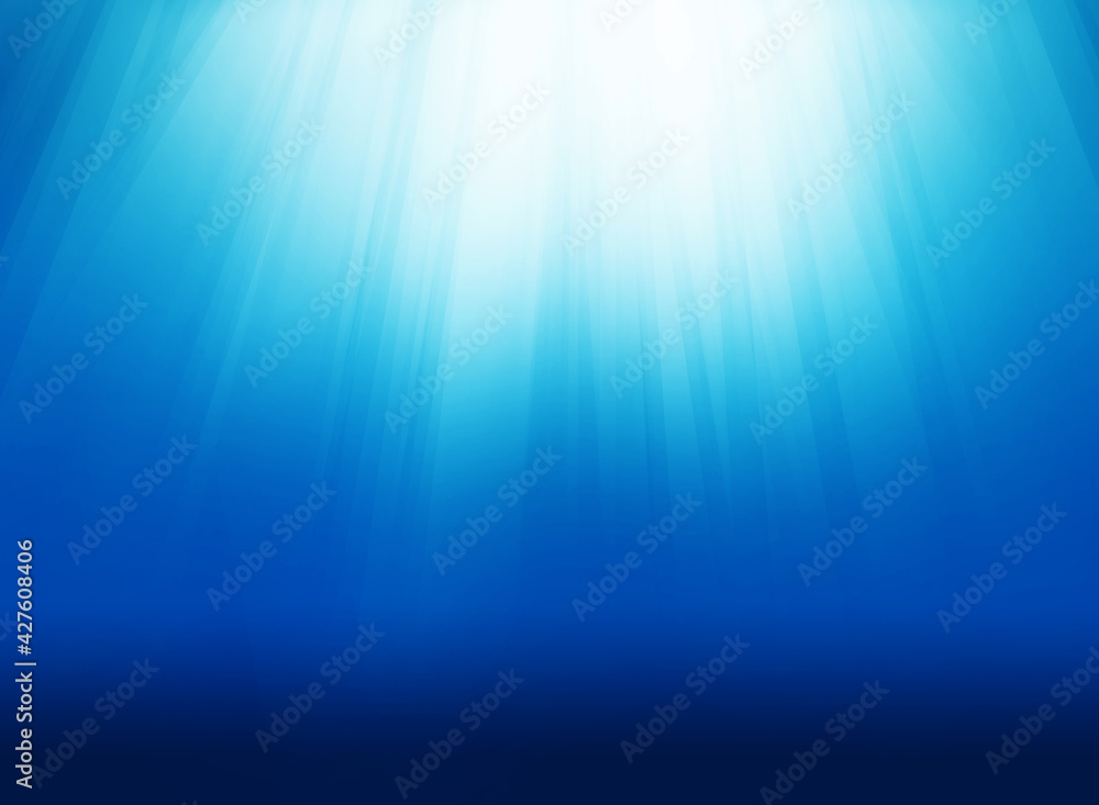 Graphical 3D abstract background with blue light rays coming down from ...