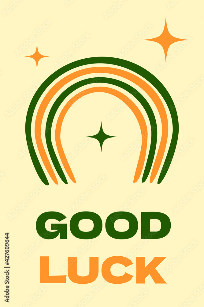 Vecteur Stock Horseshoe abstract rainbow good luck symbol and text ...
