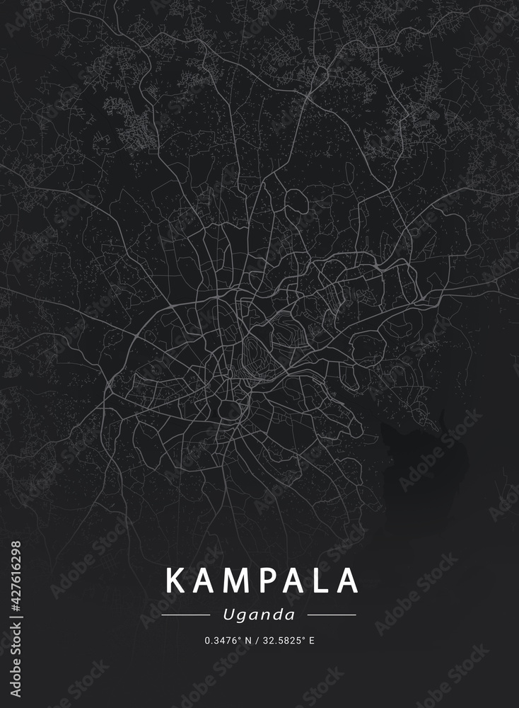 Map of Kampala, Uganda Stock Illustration | Adobe Stock