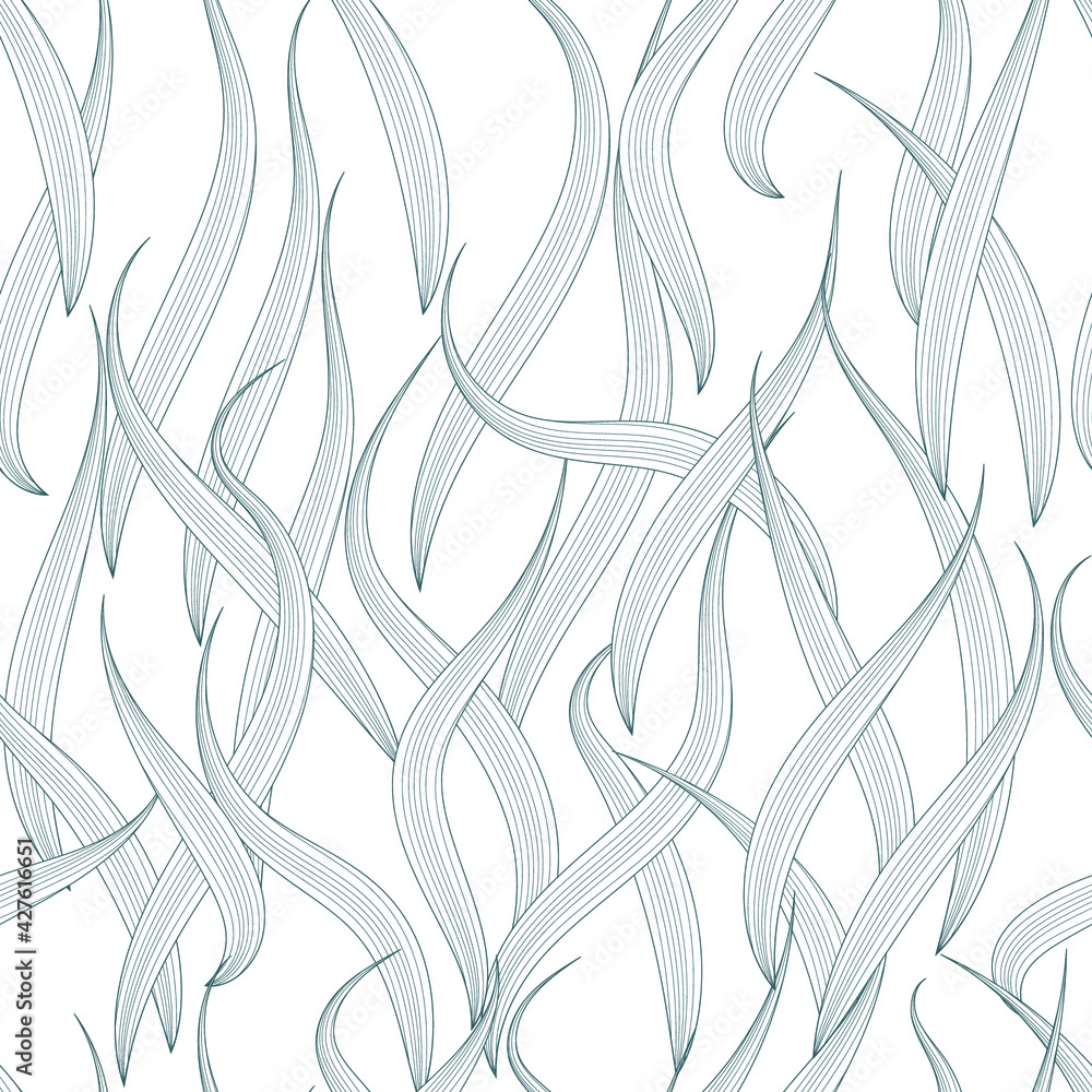 Vector seaweed texture seamless pattern background. Stock Vector ...