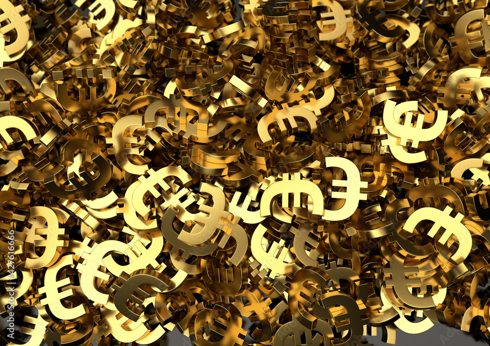 symboles de la devise monnaitaire Européenne, l' Euro, disposés comme ...