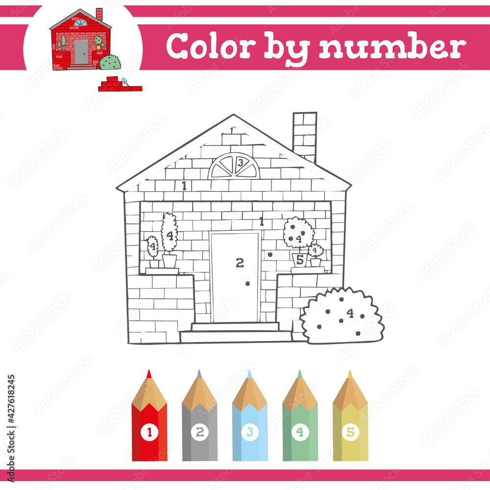 Color by numbers. Coloring page for preschool children. Learn numbers ...