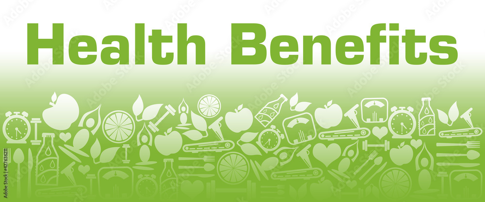 Health Benefits Green Health Symbols Green Background White Text Stock ...