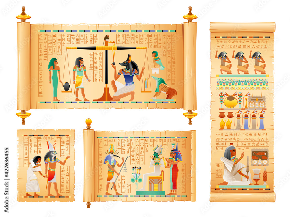 Egyptian papyrus from Book of Dead with afterlife ritual in Duat ...
