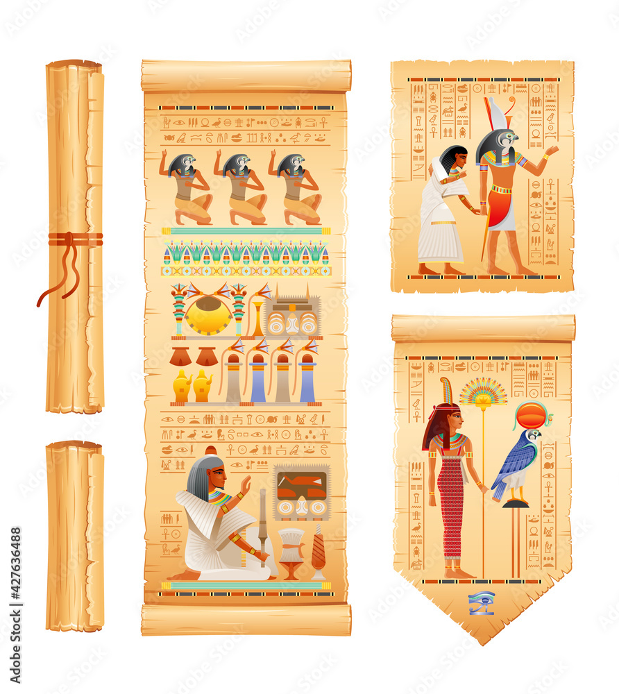 Egyptian papyrus with illustration from Tomb of Nakht in Luxor ...