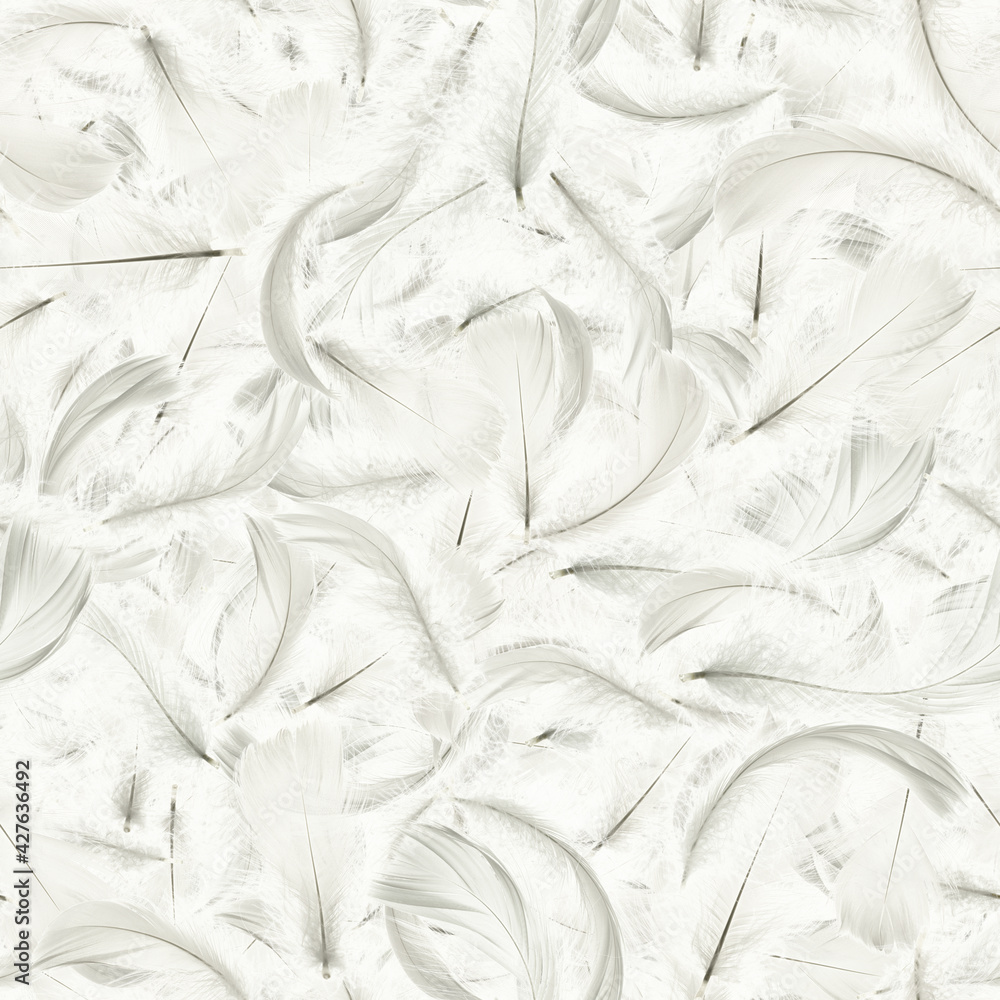 Feather seamless pattern background. Nature bird feather texture ...