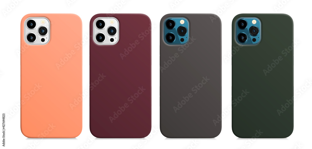 cases set for apple Iphone with shadow isolated on white background ...