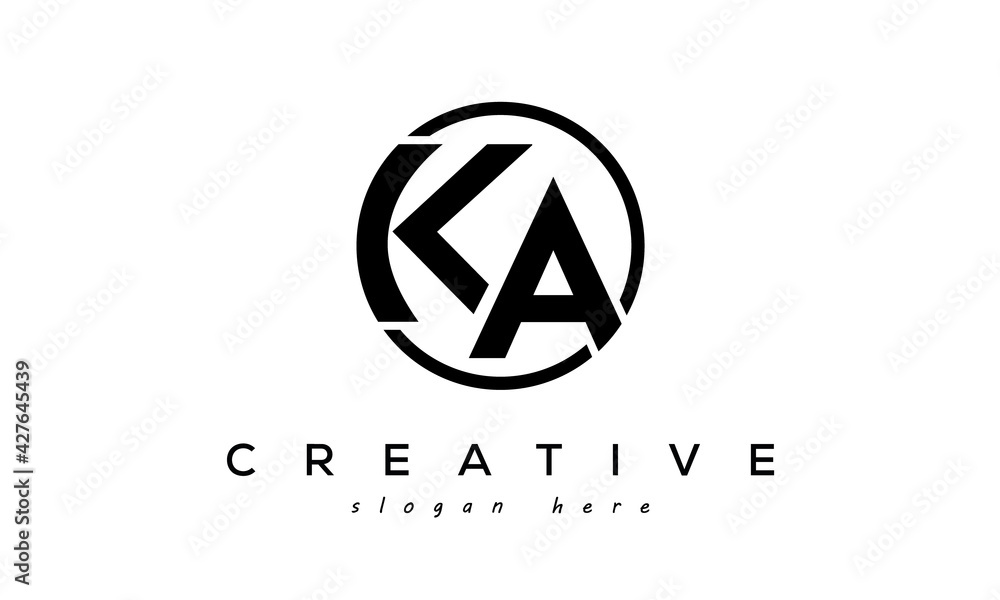 KA letter creative logo design with circle Stock Vector | Adobe Stock
