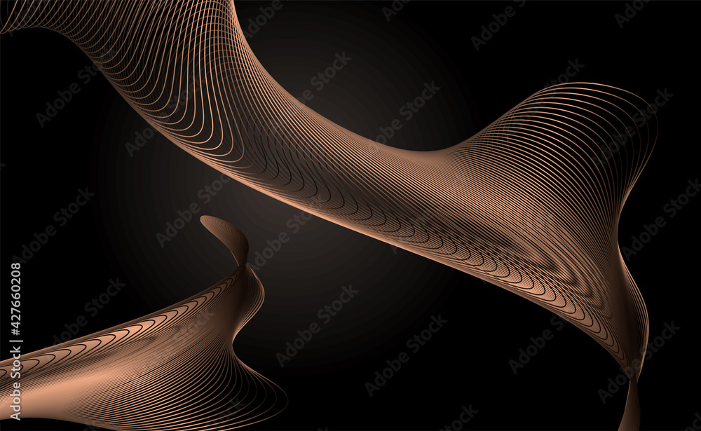 Bronze line imitation metal spots on a black background in art deco ...