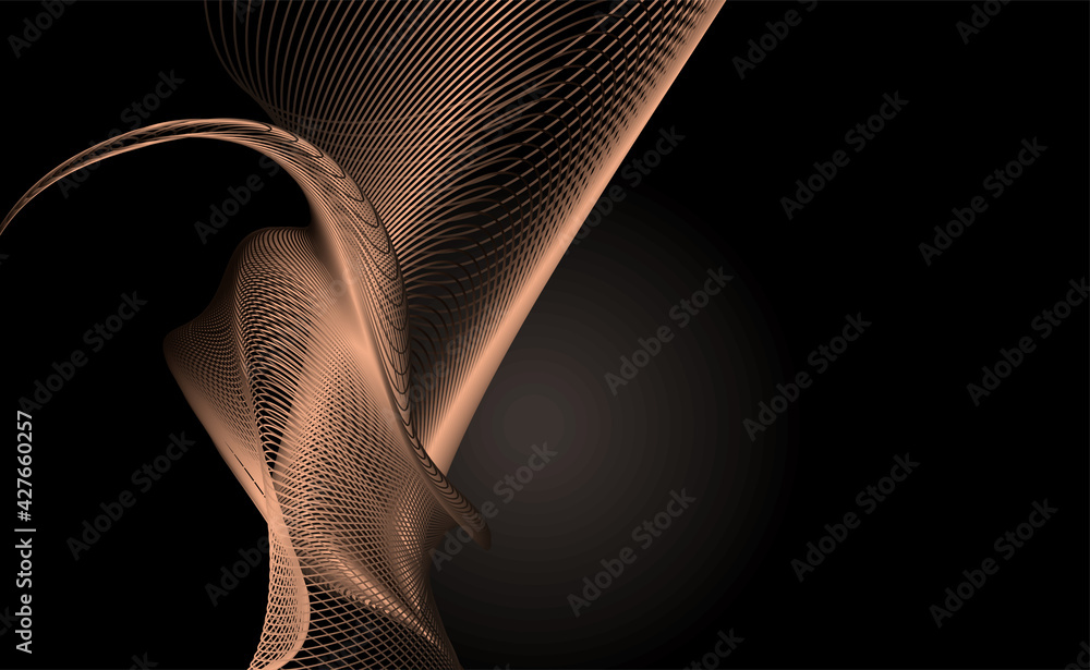 Bronze line imitation metal spots on a black background in art deco ...