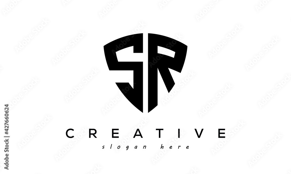 SR letter creative logo with shield Stock Vector | Adobe Stock