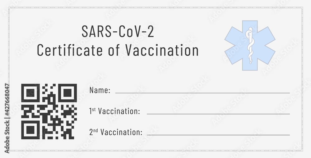 Certificate of vaccination against SARS-CoV-2. Blank template of a flu ...