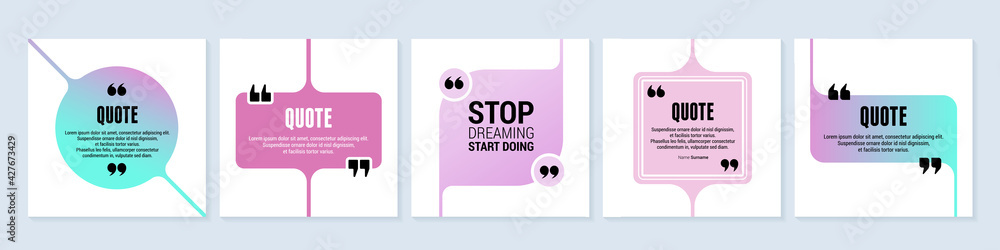 Quote box frame, big set. Texting quote boxes. Blank template quote ...
