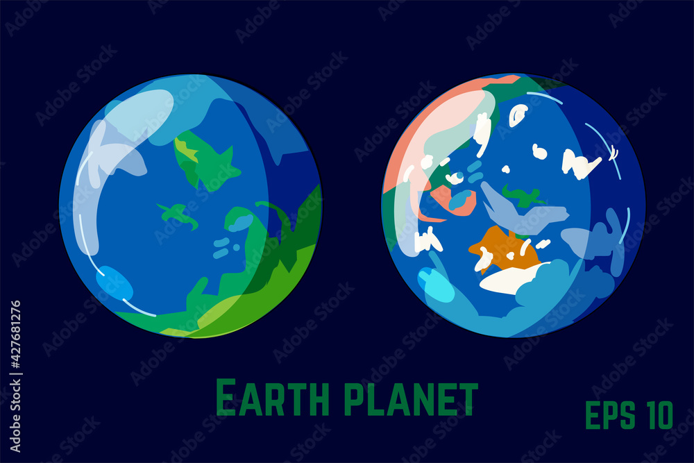 Planet earth in two variations, bright, flat style. Vector illustration ...