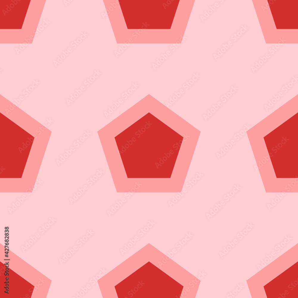 Seamless pattern of large isolated red pentagon symbols. The elements ...
