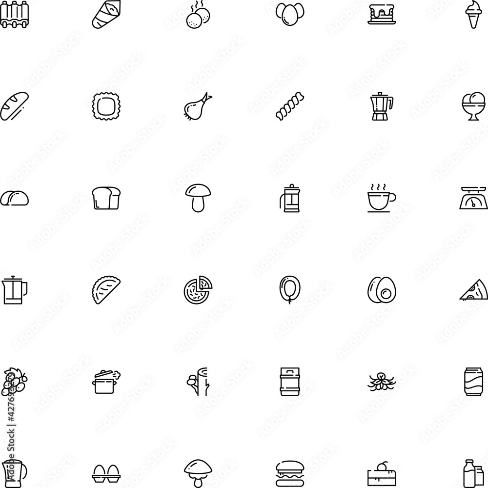icon vector icon set such as: rice, stainless, toadstool, silver, pen ...