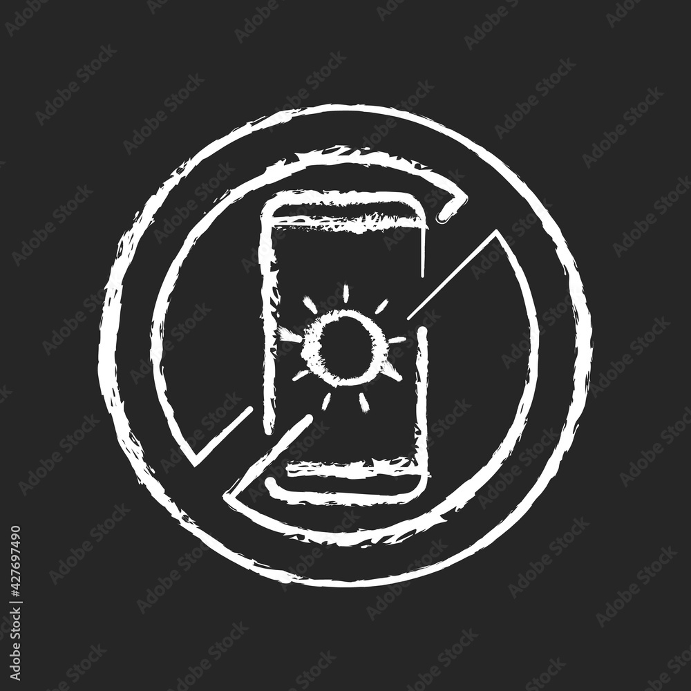 No devices chalk white icon on black background. Digital detox. Avoid ...