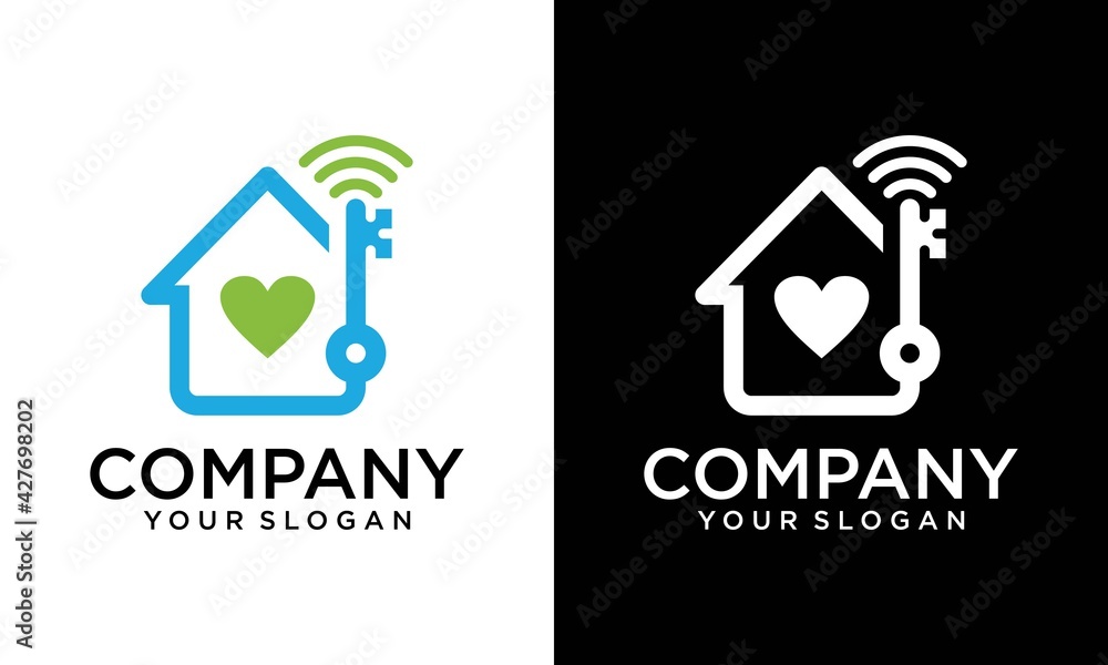 HOUSE KEY LOGO - modern company logo design Stock Vector | Adobe Stock