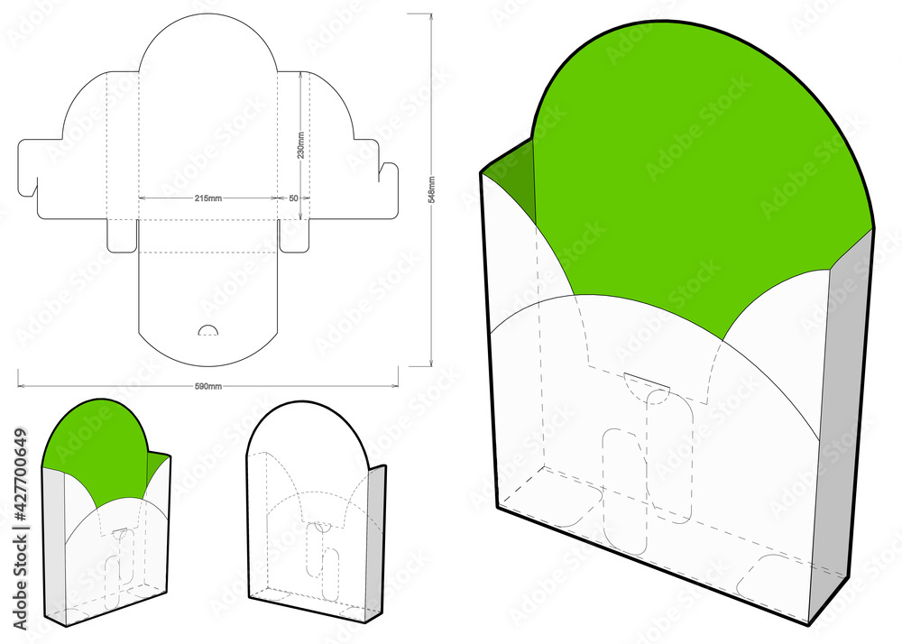 Document A4 storage box with handle die cut template. The .eps file is ...