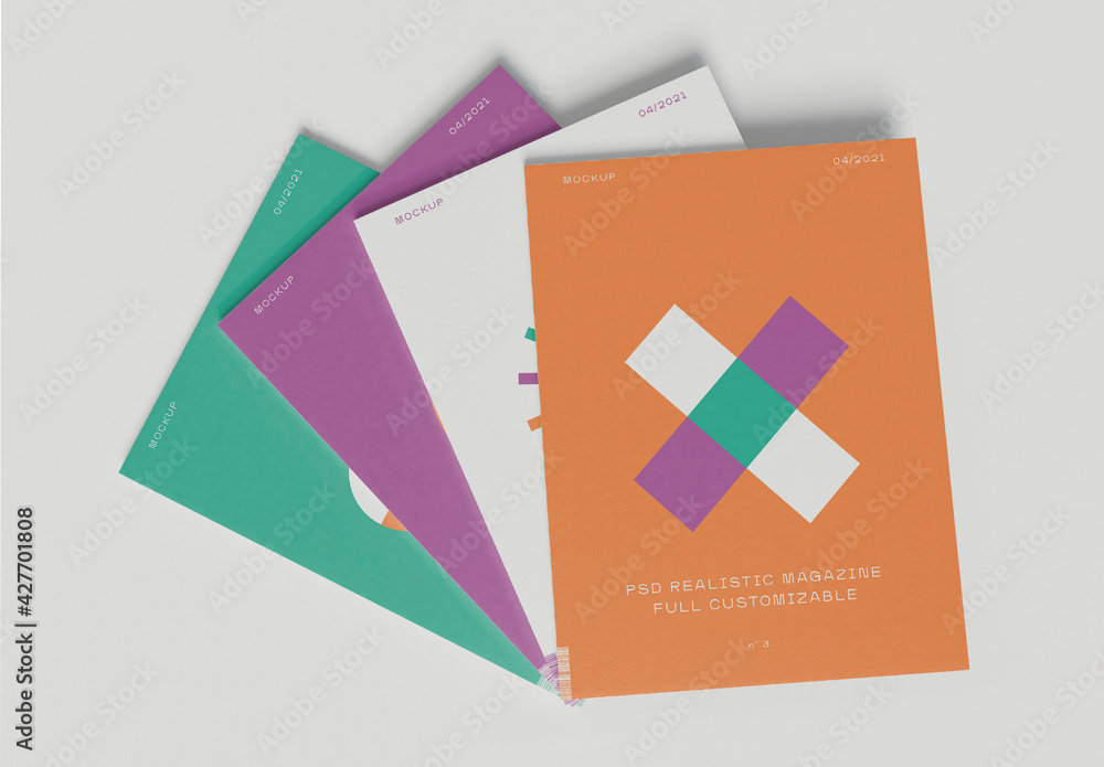 Four Magazines Mockup Stock Template | Adobe Stock