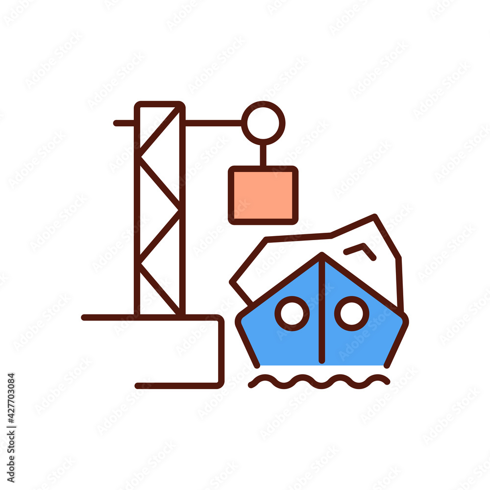 Ocean dumping RGB color icon. Industrial wastes. Harmful wastes ...