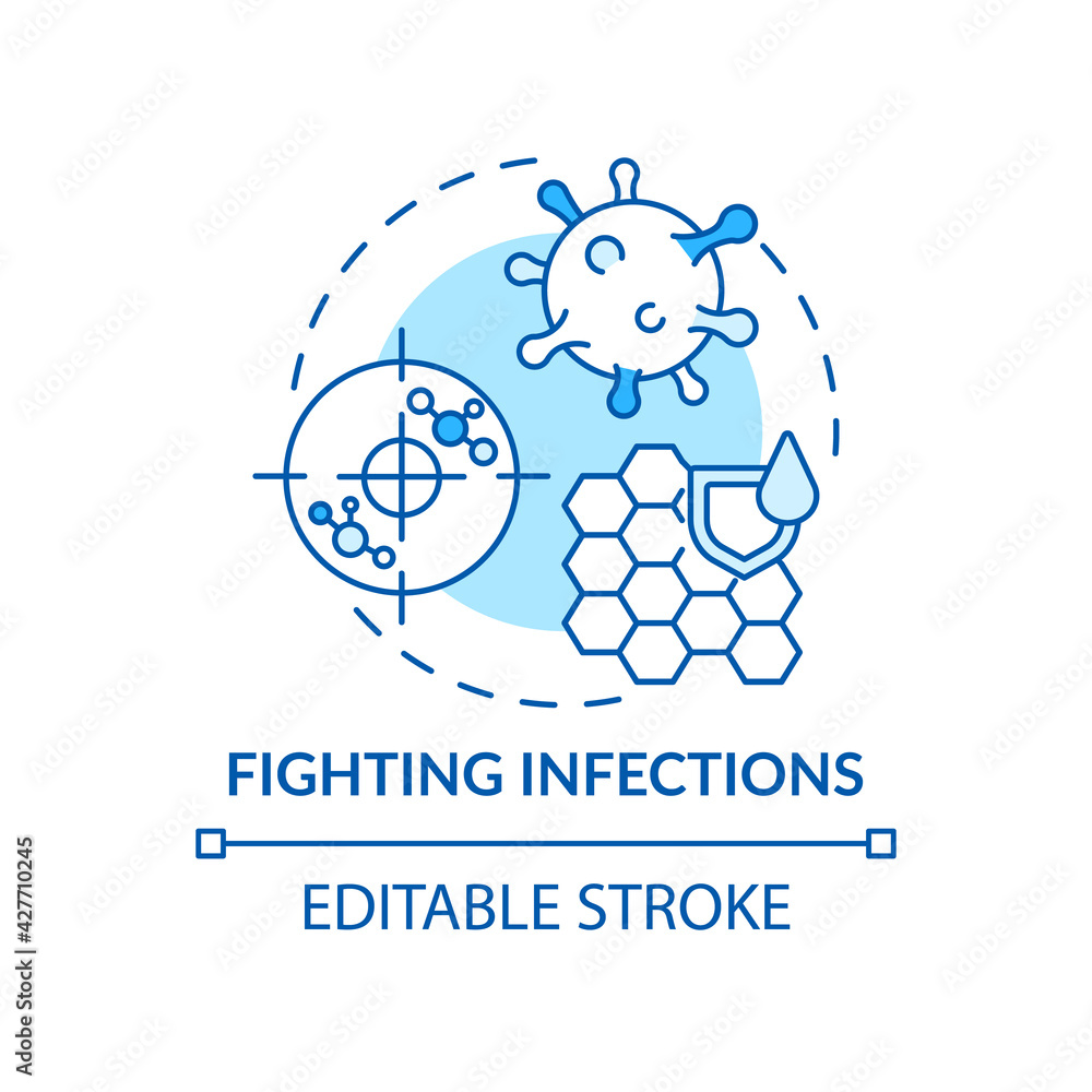 Fighting infections concept icon. Liver function idea thin line ...