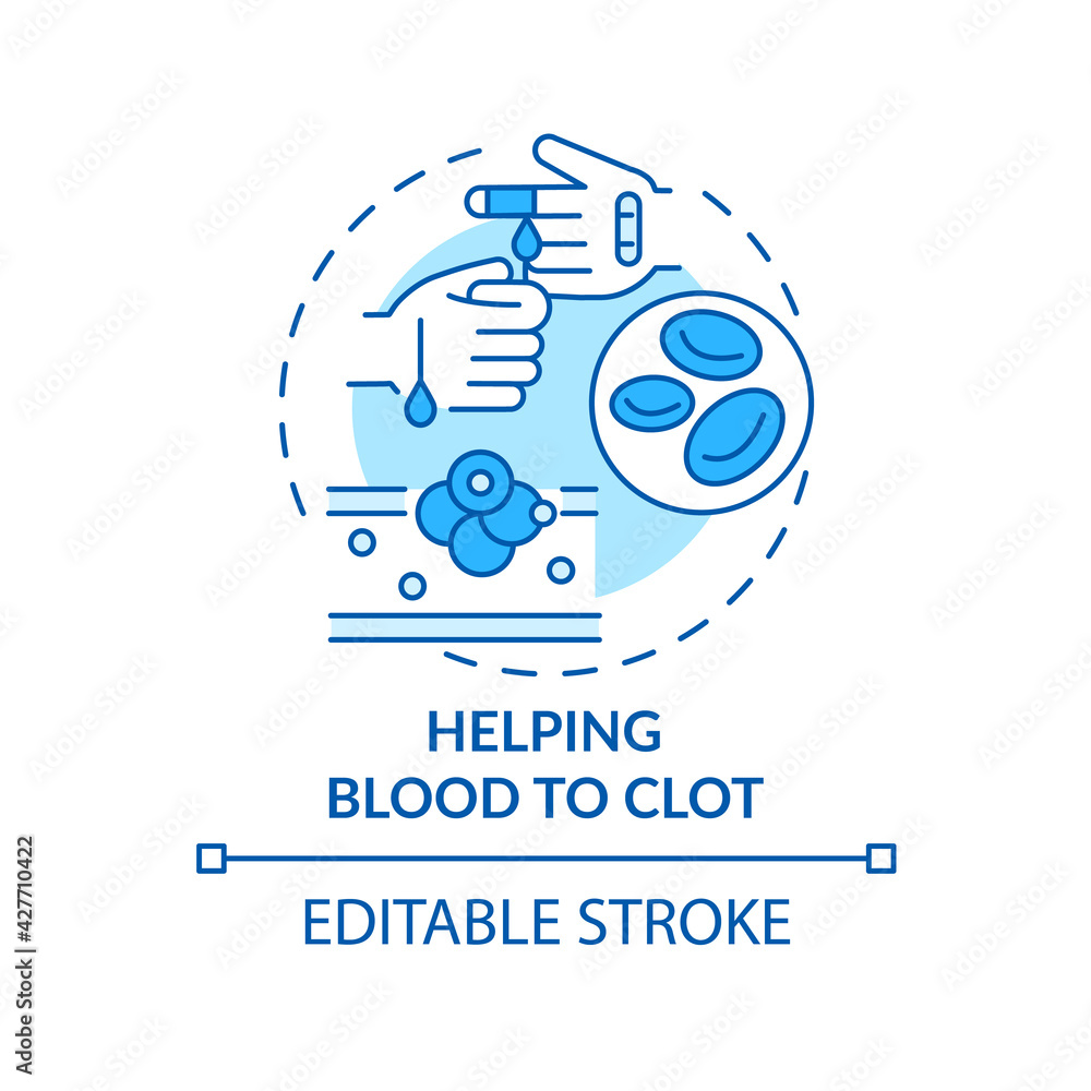 Helping blood to clot concept icon. Liver function idea thin line ...